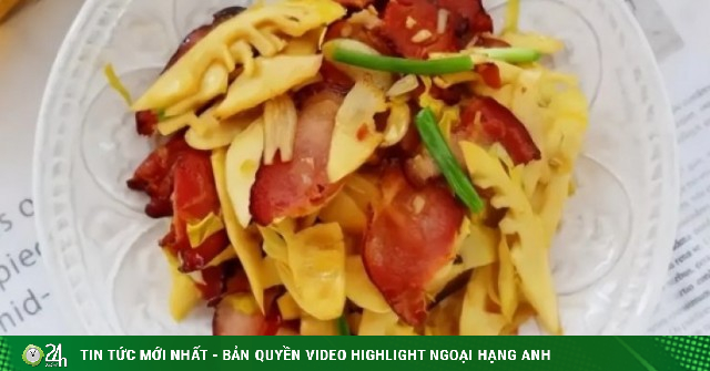 Đổi gió bữa cơm cuối tuần với thịt xông khói xào măng non thơm ngon đậm đà