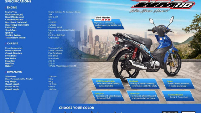 Xe máy số WMoto WM110 ra mắt, giá chỉ 17,9 triệu đồng