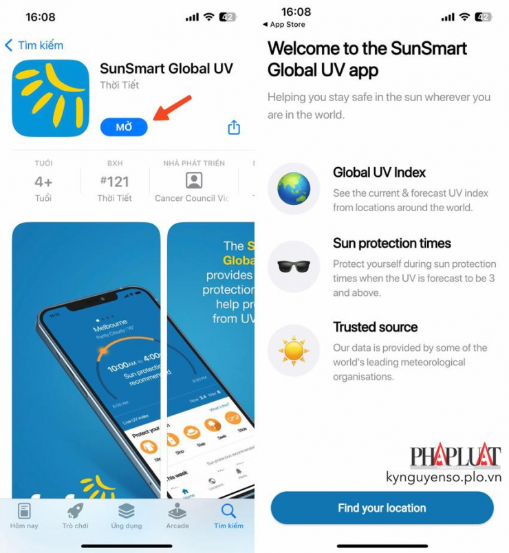 Dùng thử ứng dụng đo chỉ số tia cực tím của Liên Hiệp Quốc