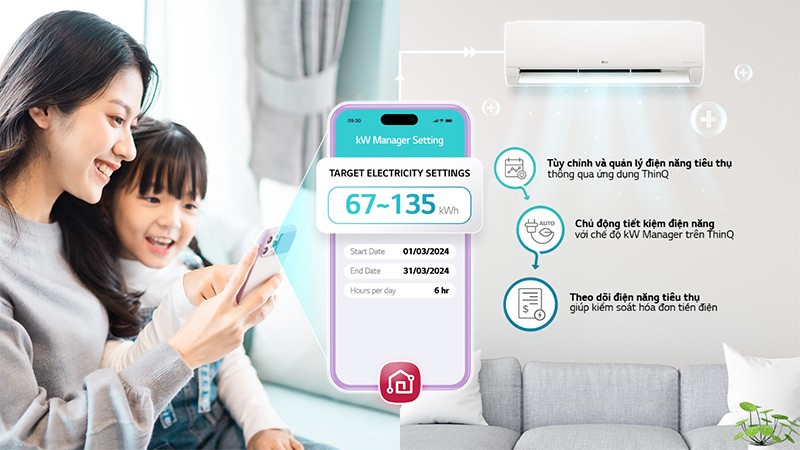 Nếu không thể kiểm soát tiêu hao điện năng từ điều hòa, hãy để LG ThinQ lo!