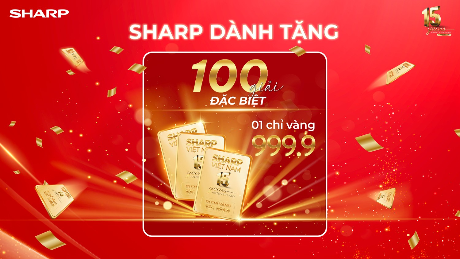 Mừng sinh nhật 15 năm, Sharp tặng vàng tri ân khách hàng