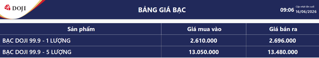 Giá bạc hôm nay 16/6: Bạc Phú Quý, Doji, Ancarat, Sacombank-SBJ lại ...