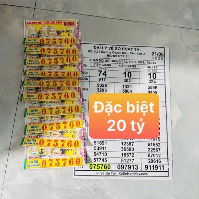 Xổ số miền Nam ngày 21-6: Giải độc đắc đài Tiền Giang lộ diện ở TPHCM