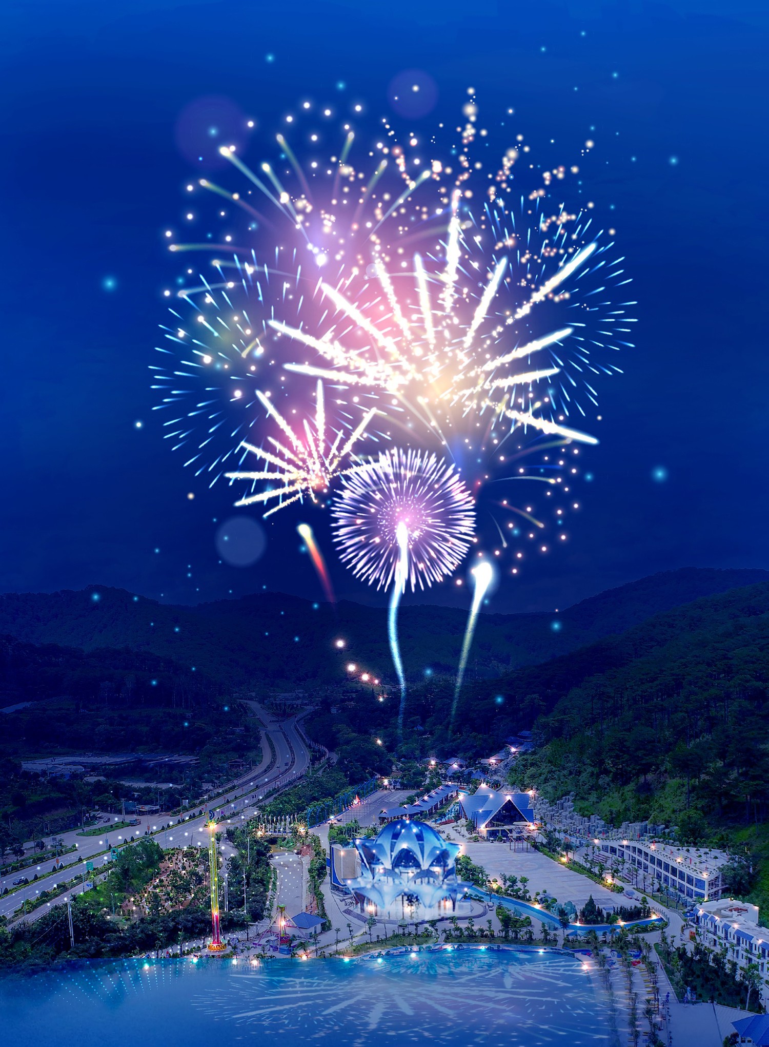 Người dân Lâm Đồng lần đầu tiên xem bắn pháo hoa nghệ thuật tại khu vực ...