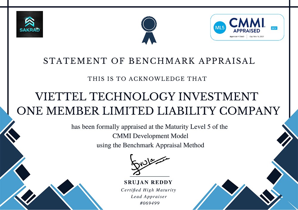 Viettel Software đạt mức trưởng thành cao nhất trong phát triển phần mềm